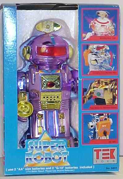 bat-op 8.5" SUPER ROBOT by Tek. mirrored purple with gold trim. Mint in ...